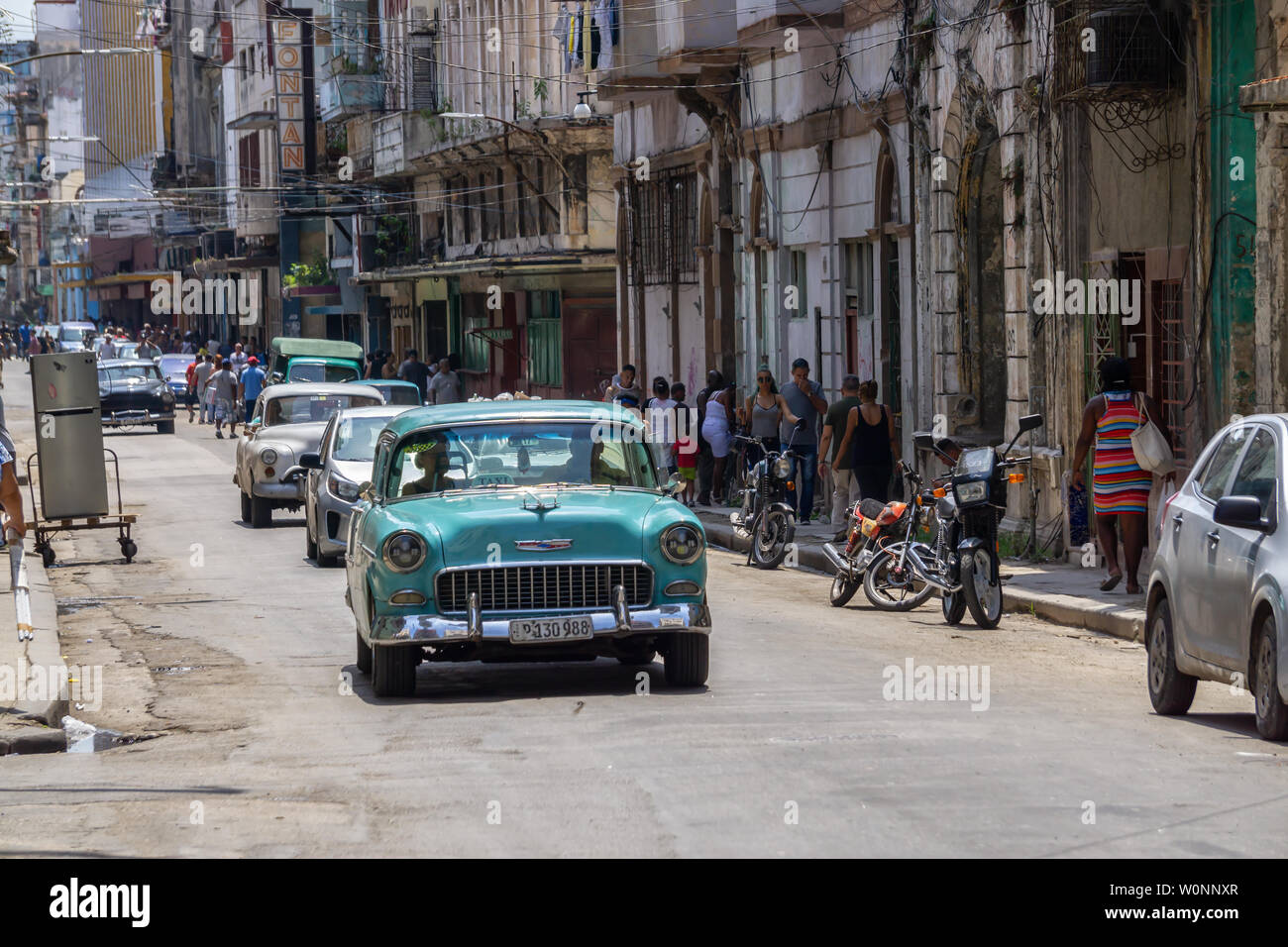 Havana, Cuba - May 16, 2019: Classic Old Taxi Car in the street during ...
