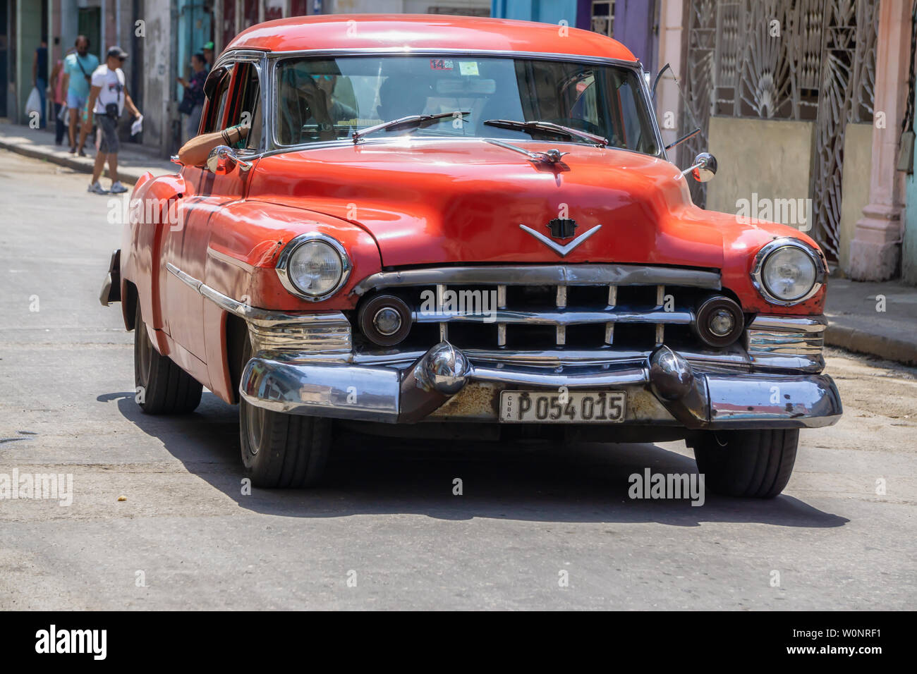 Havana, Cuba - May 16, 2019: Classic Old Taxi Car in the street during ...