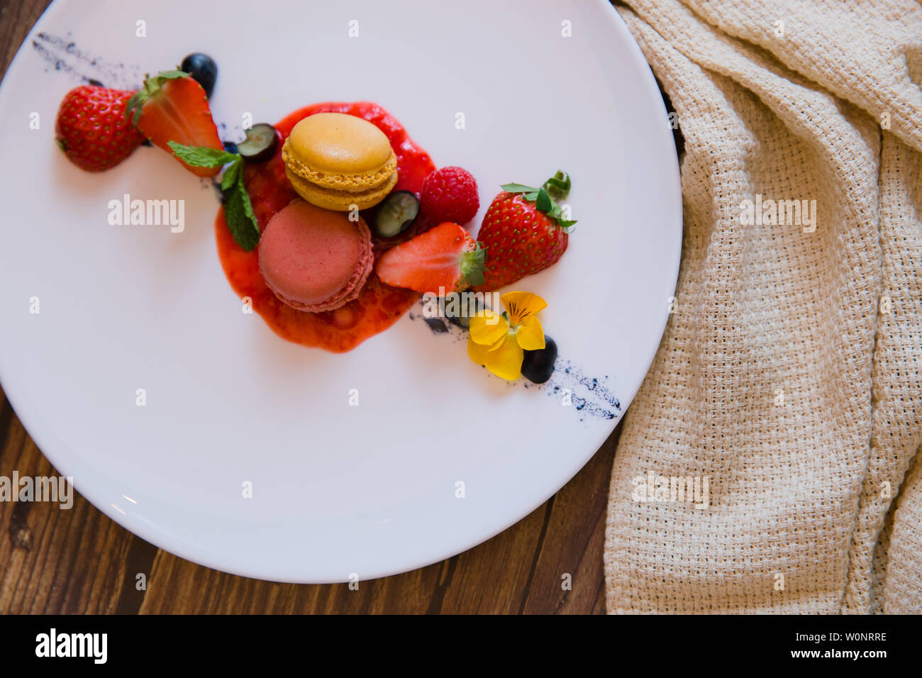 Macarons light afternoon tea Stock Photo - Alamy