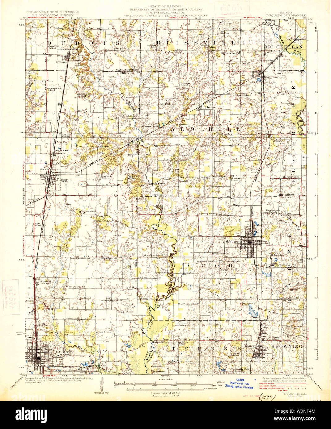 USGS TOPO Map Illinois IL Duquoin 309414 1926 62500 Restoration Stock ...