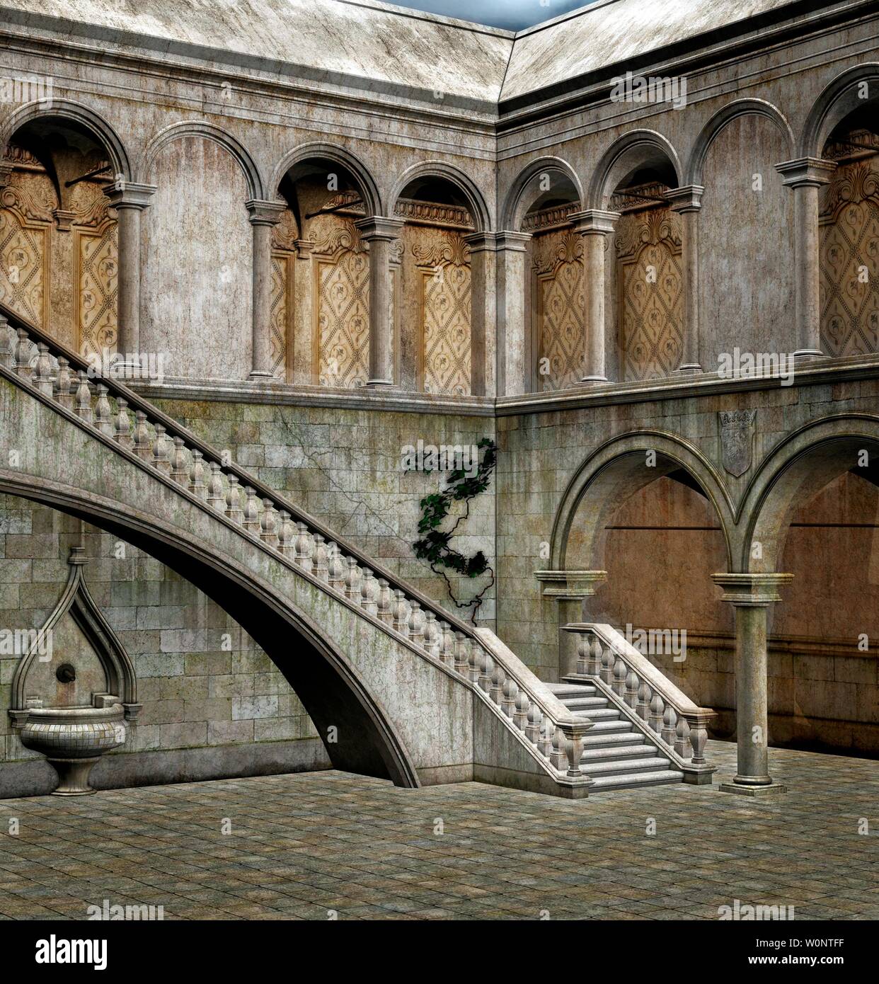 Medieval castle courtyard Stock Photo - Alamy