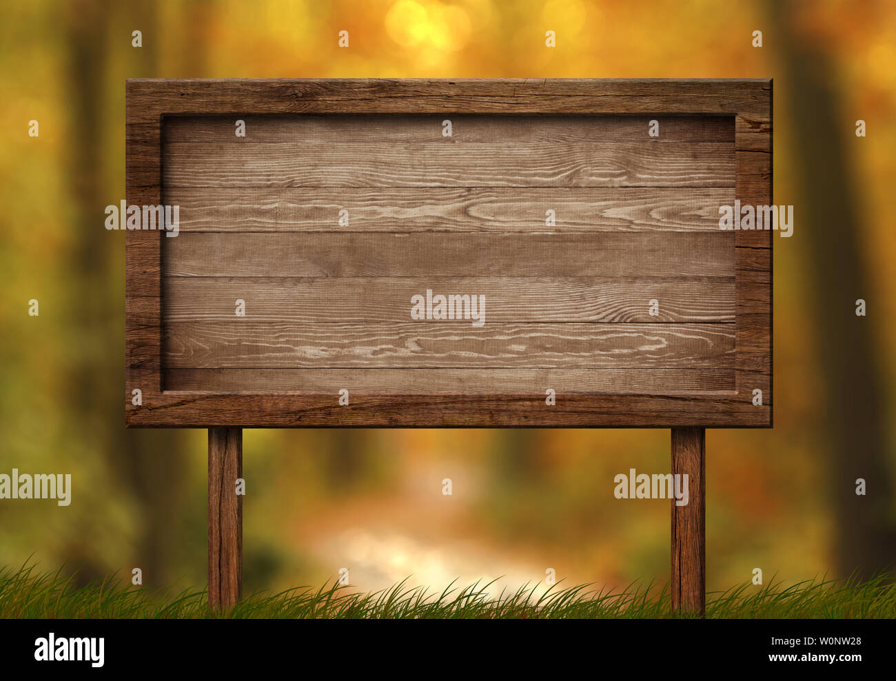 Large signboard with autumn forest background Stock Photo - Alamy