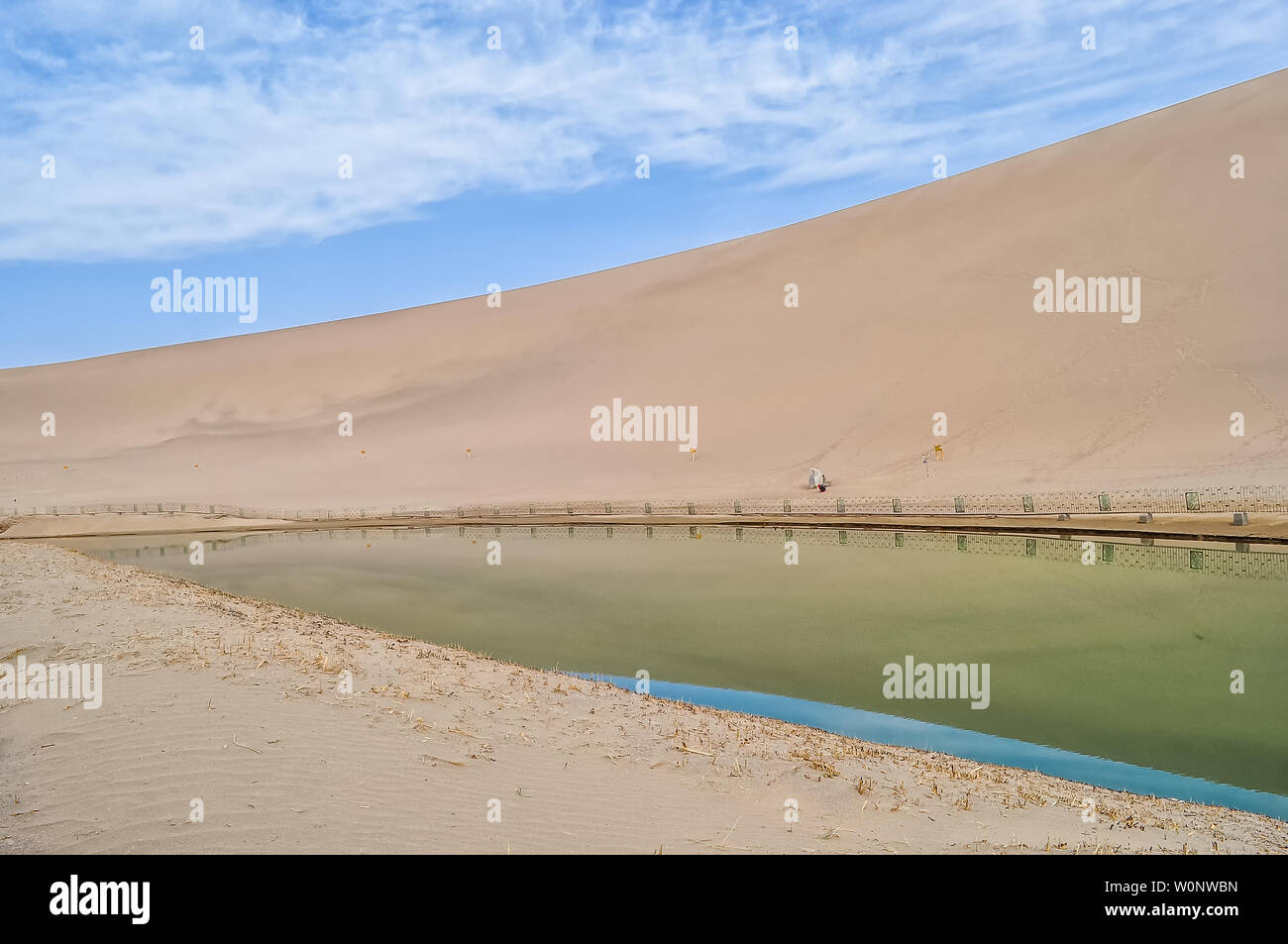 Crescent Spring in Mingsha Mountain, Dunhuang, Gansu Province Stock ...