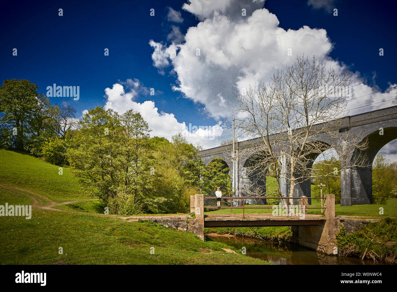 The River Dean at Stanneylands in Wilmslow, Cheshire with he Wilmslow ...