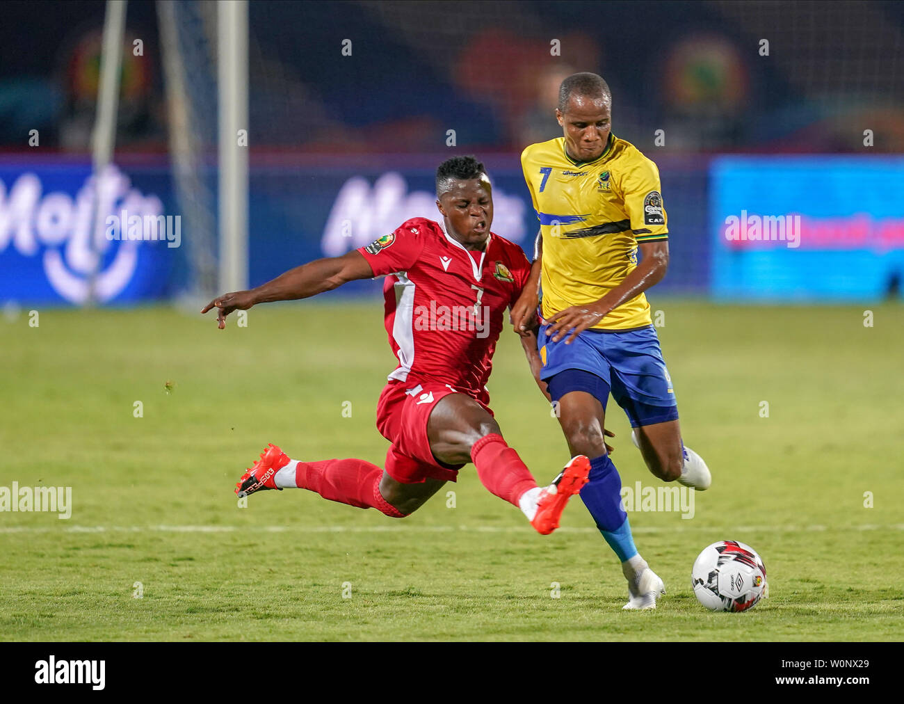 Cairo, Egypt. 27th June, 2019. Masika Ayub Timbe of Kenya and Himid Mao ...