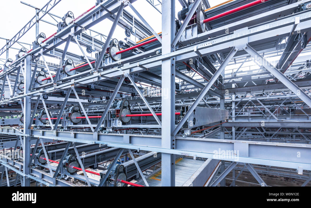 Modern steel structure three-dimensional parking lot Stock Photo - Alamy