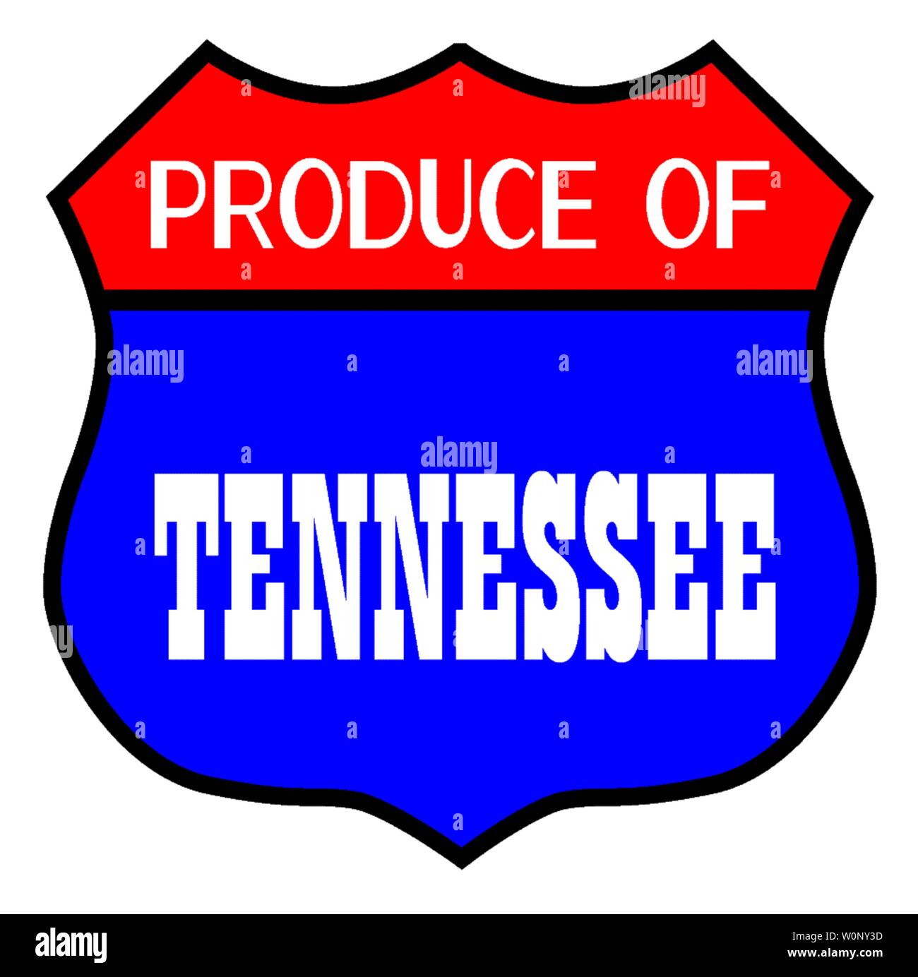 Route 66 style traffic sign with the legend Produce Of Tennessee Stock ...