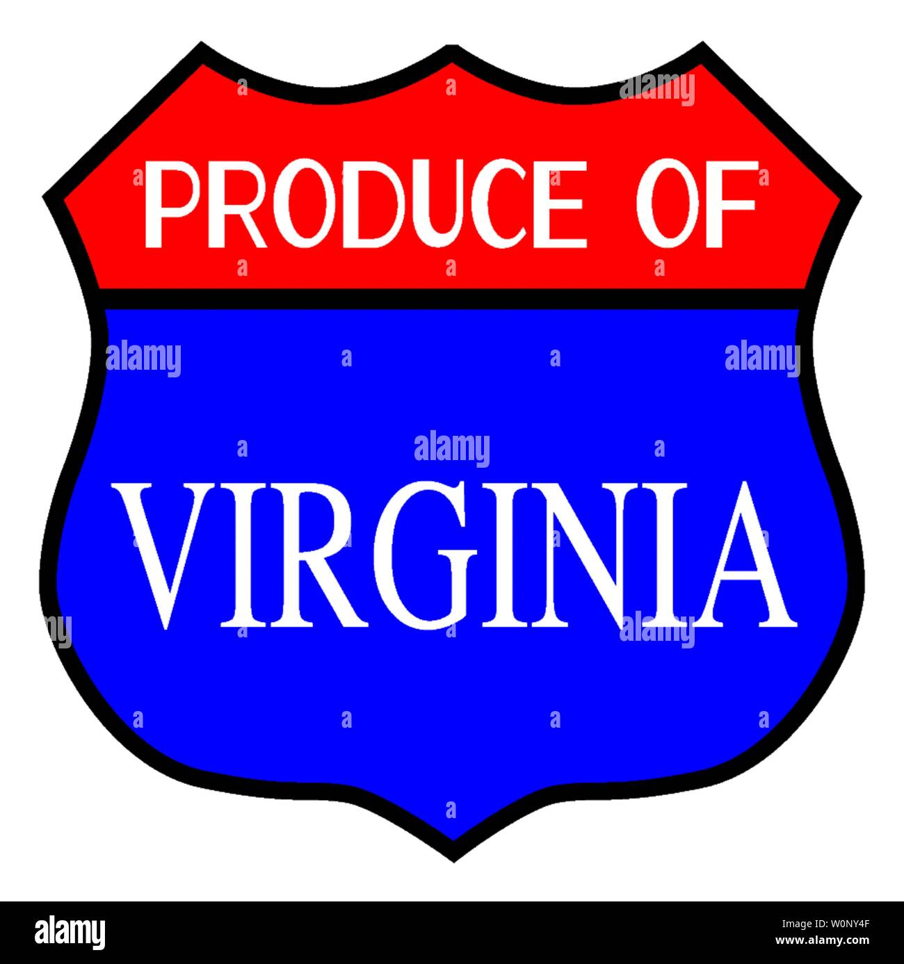 Route 66 style traffic sign with the legend Produce Of Virginia Stock ...