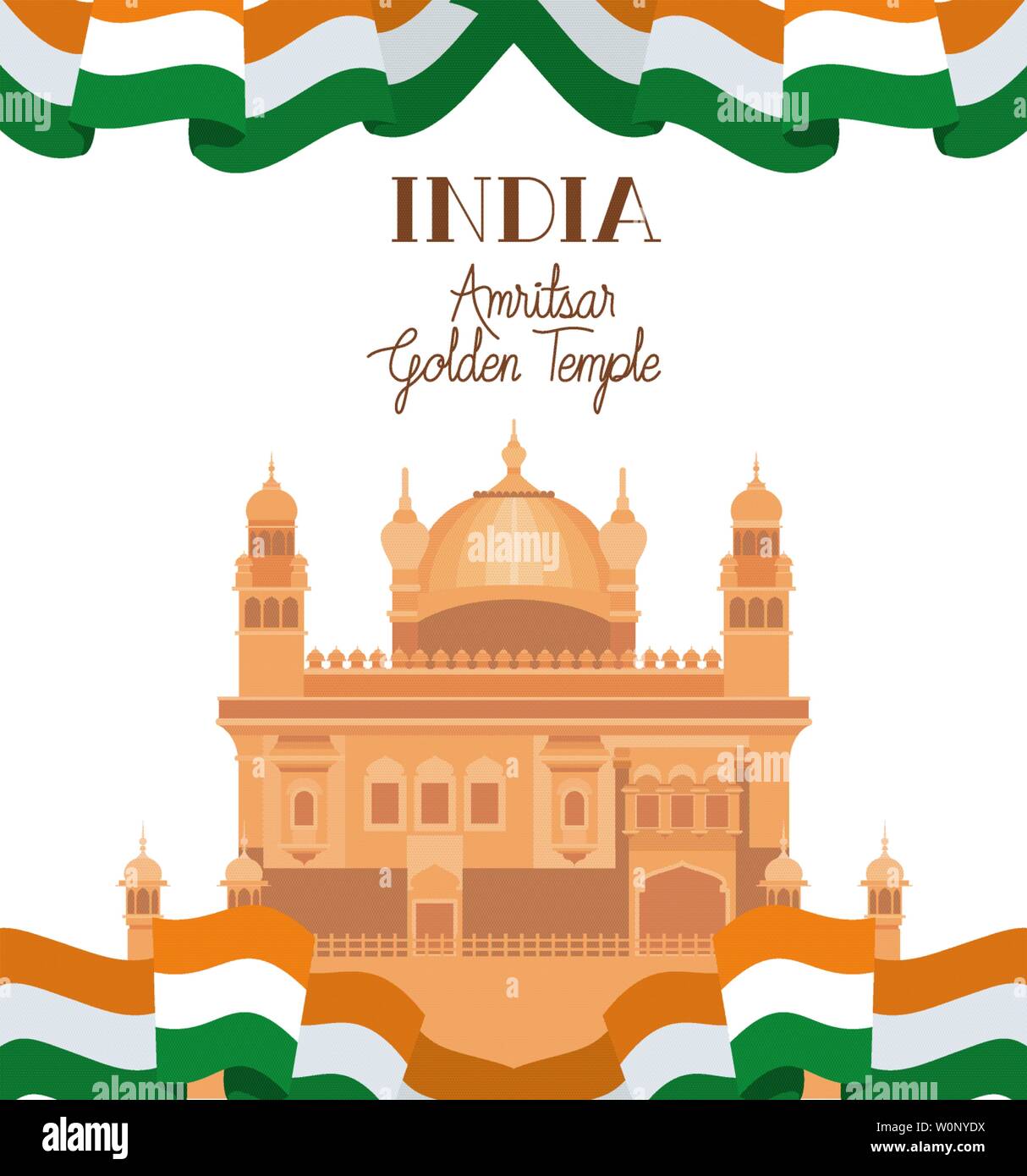 indian amritsar golden temple with flag Stock Vector Image & Art - Alamy