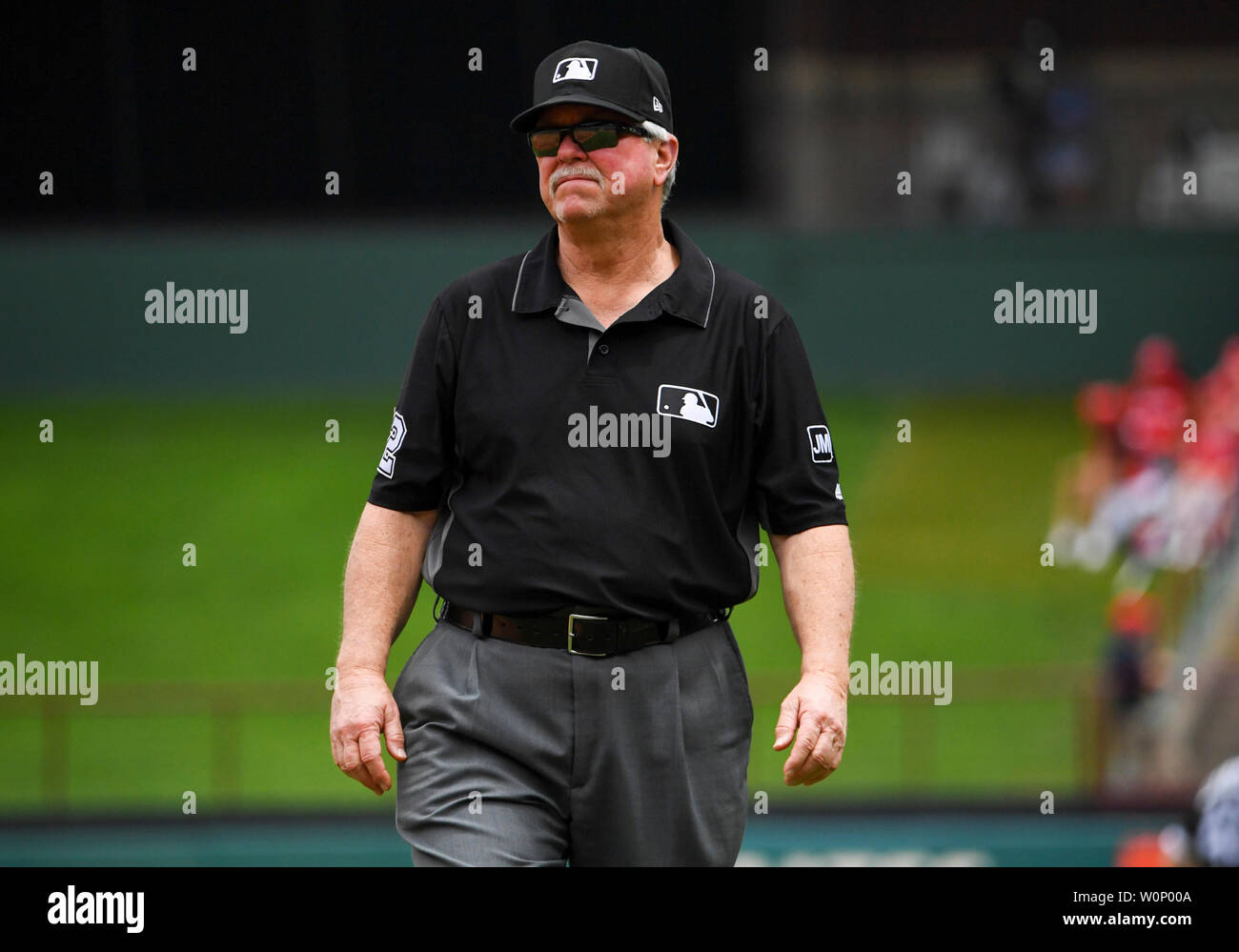 June 23, 2019: MLB umpire Dana DeMuth #32 in an afternoon MLB game ...