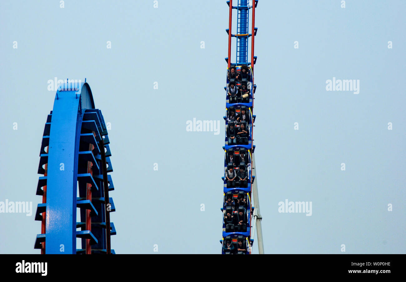 Roller coaster buildings industry and city modern design technology hi ...