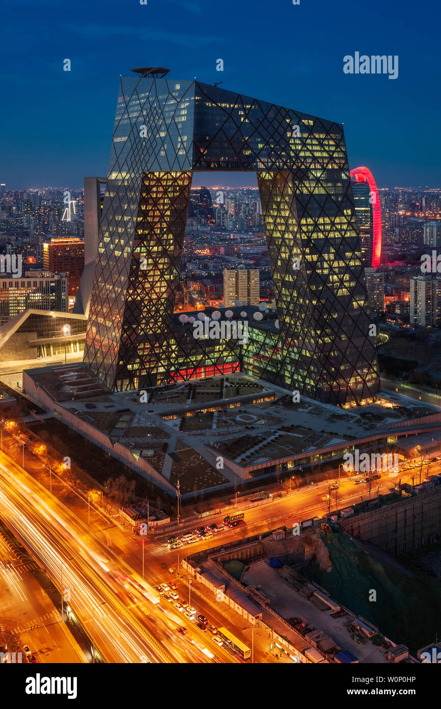 Night view of CCTV building Stock Photo - Alamy