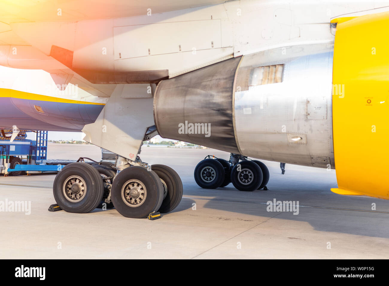 Close up airplane wheel on runway hi-res stock photography and images ...