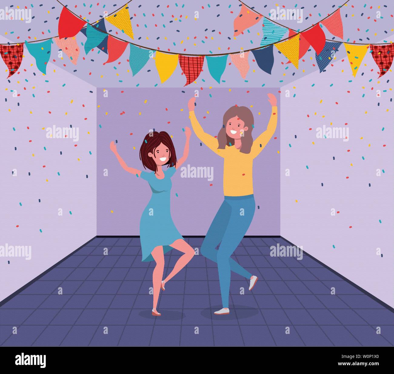 Woman dancing living room Stock Vector Images - Alamy