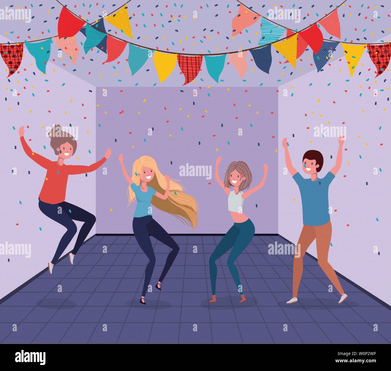 young people dancing in the room Stock Vector Image & Art - Alamy