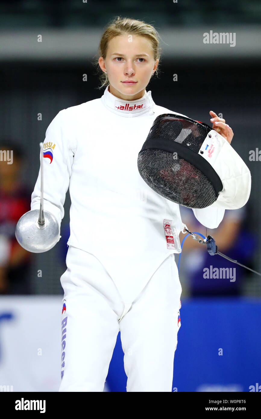 Tokyo, Japan. 27th June, 2019. Uliana Batashova (RUS) Modern Pentathlon ...