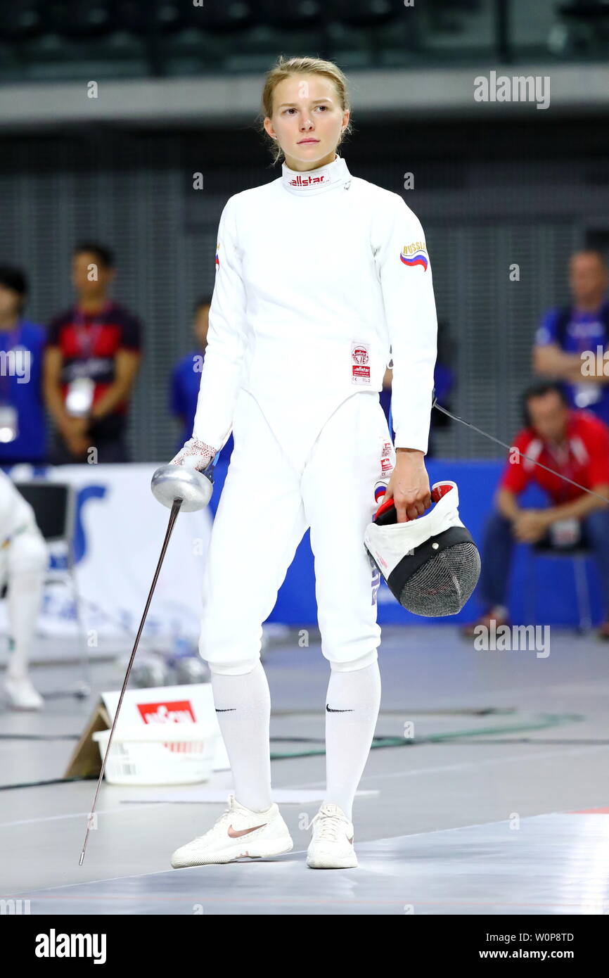 Tokyo, Japan. 27th June, 2019. Uliana Batashova (RUS) Modern Pentathlon ...