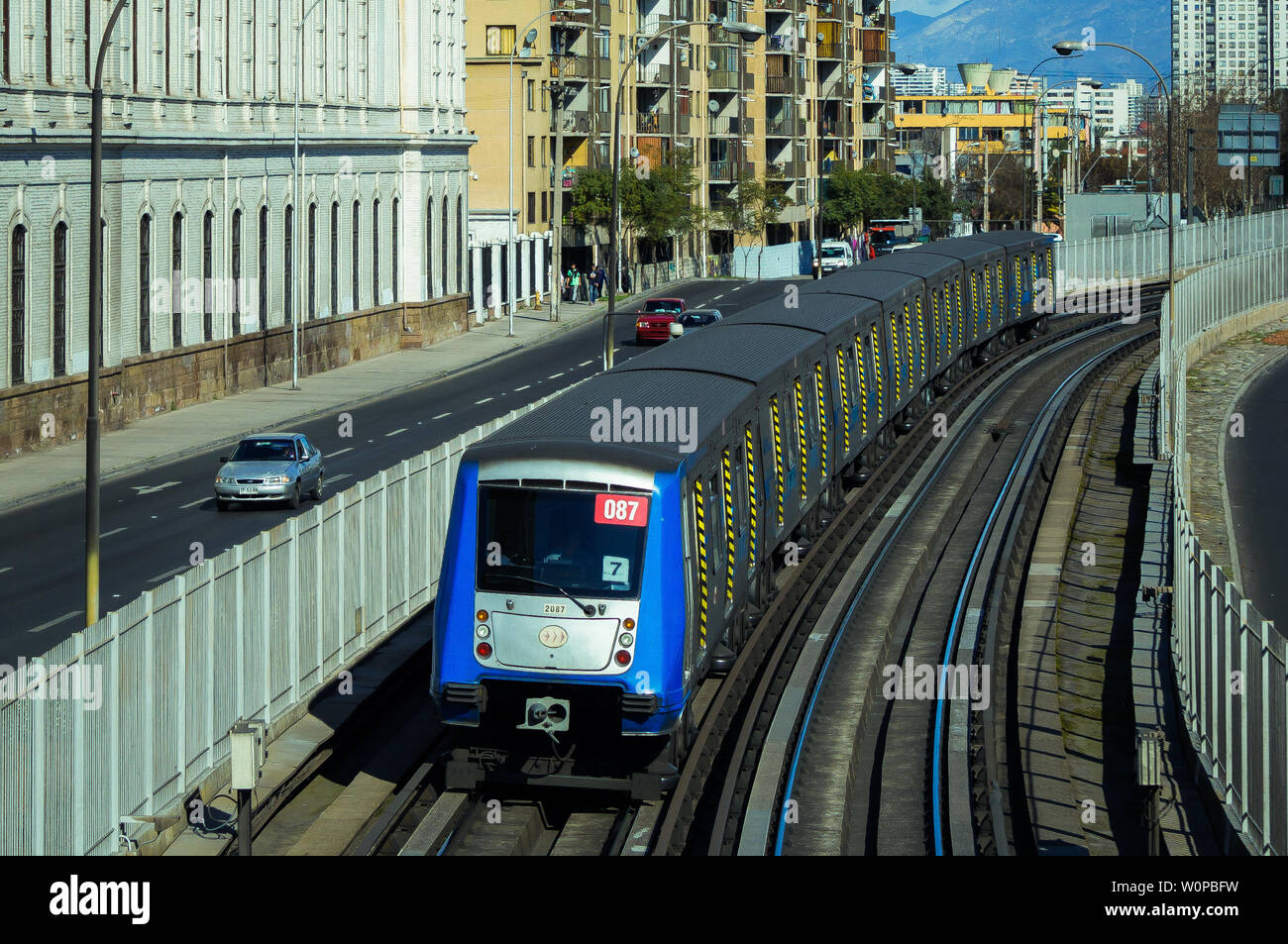 SANTIAGO, CHILE - AUGUST 2016: Santiago Metro train between two ...