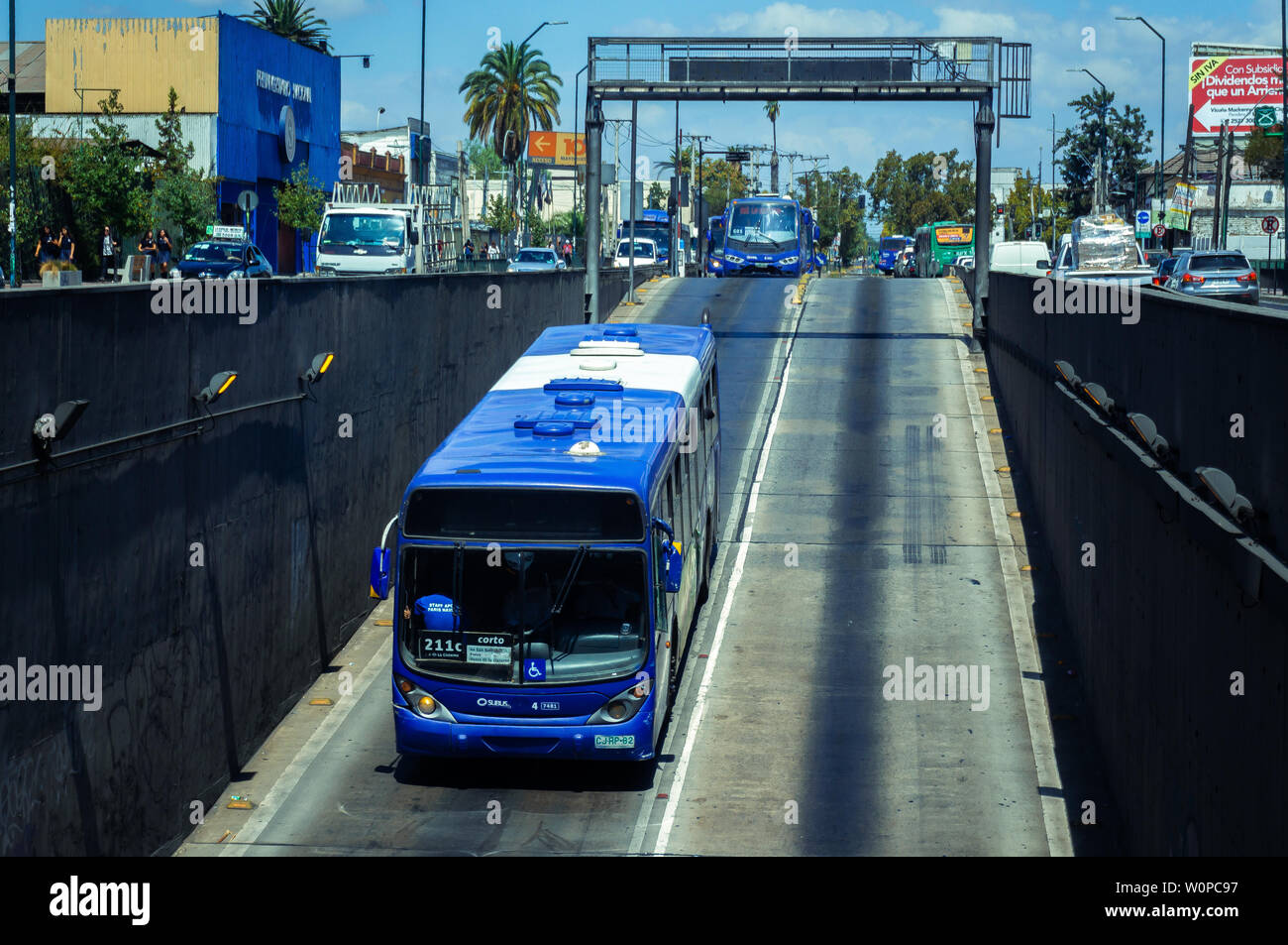 SANTIAGO, CHILE - MARCH 2017: Transantiago buses at Intermodal La ...