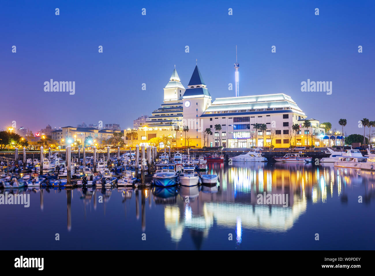 Harbor with yachts at sunset Stock Photo - Alamy