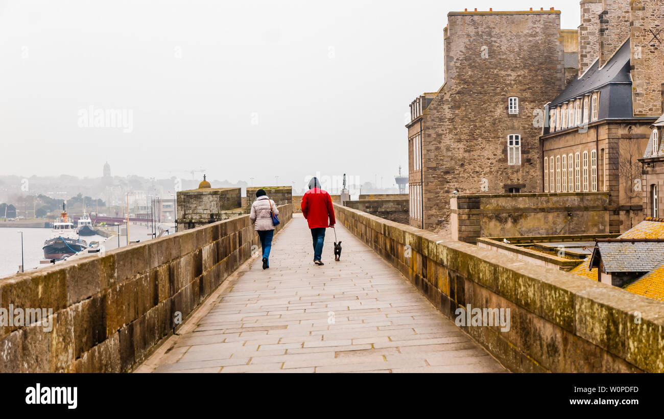 City wall of Saint-Malo and the port Stock Photo - Alamy