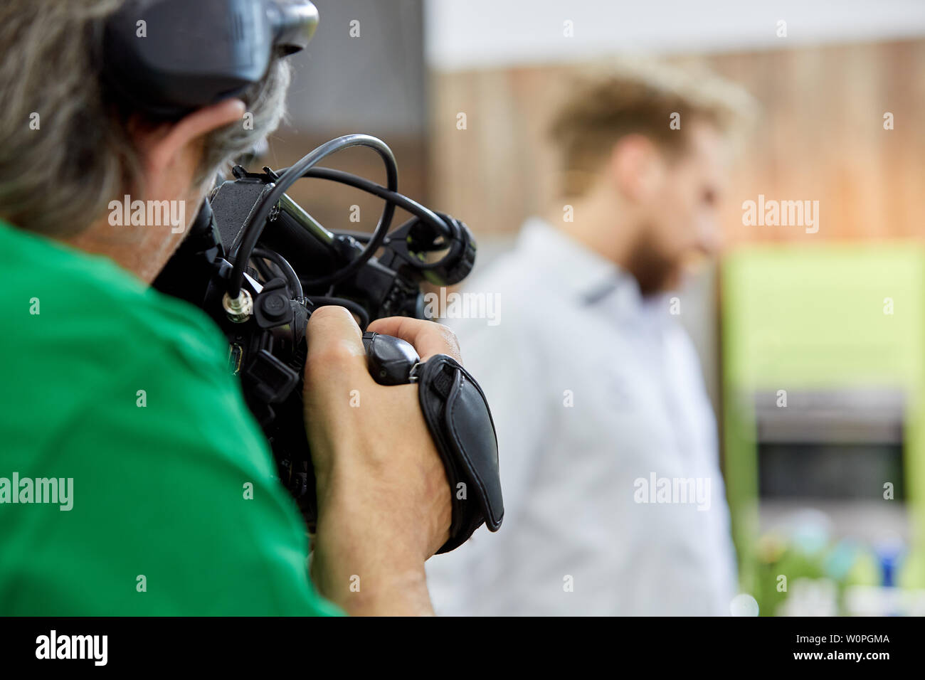 Behind the scenes of movie shooting or video production and film crew ...