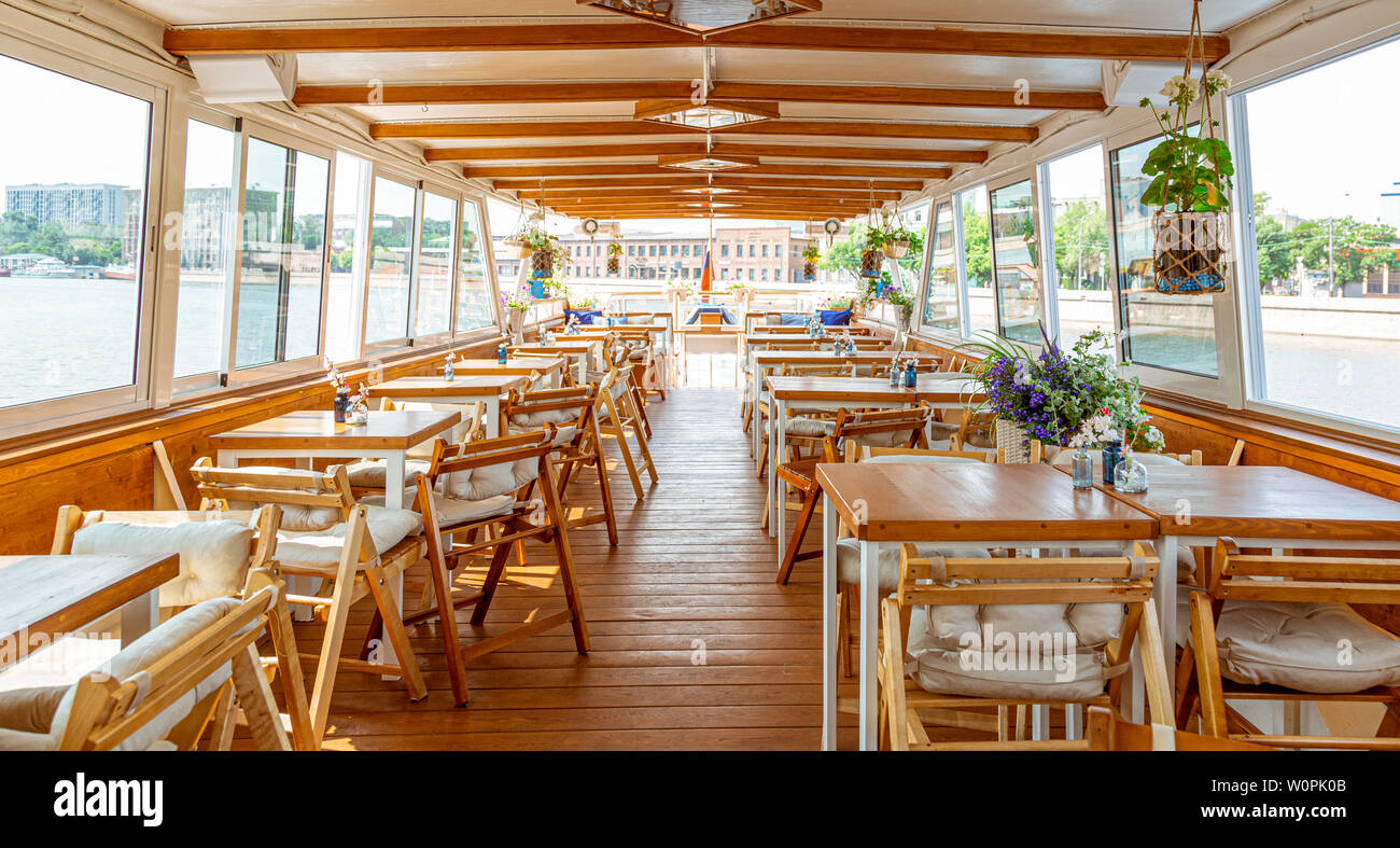 White and blue canal boat interior hi-res stock photography and images ...