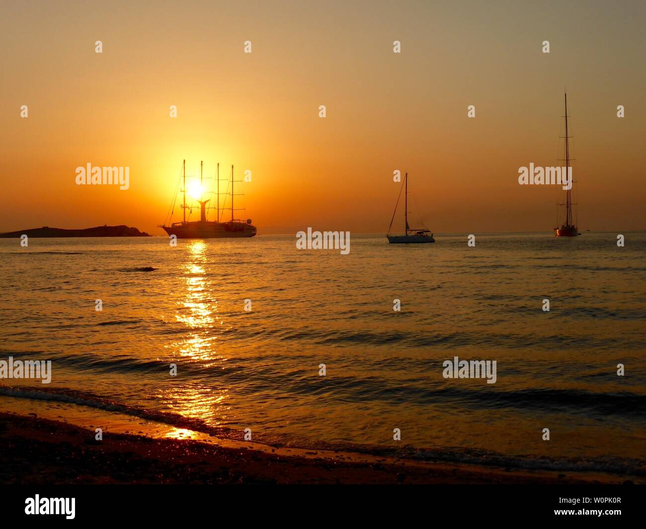 Mykonos Sunset, Greece Stock Photo - Alamy