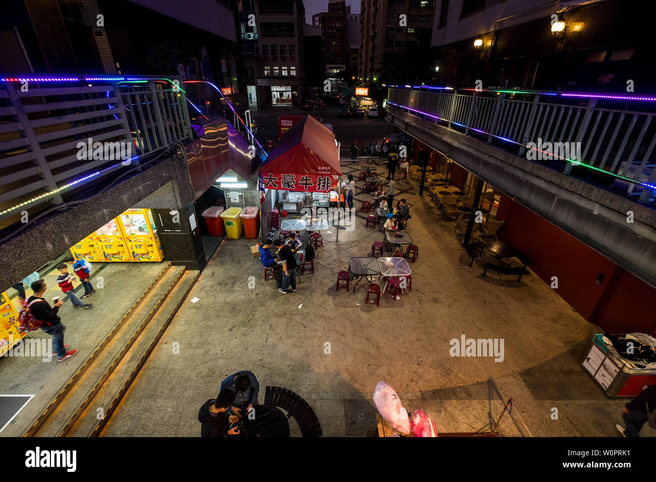 Taichung, Taiwan- 29 Feb 2019: Night market in Taichung City at night ...