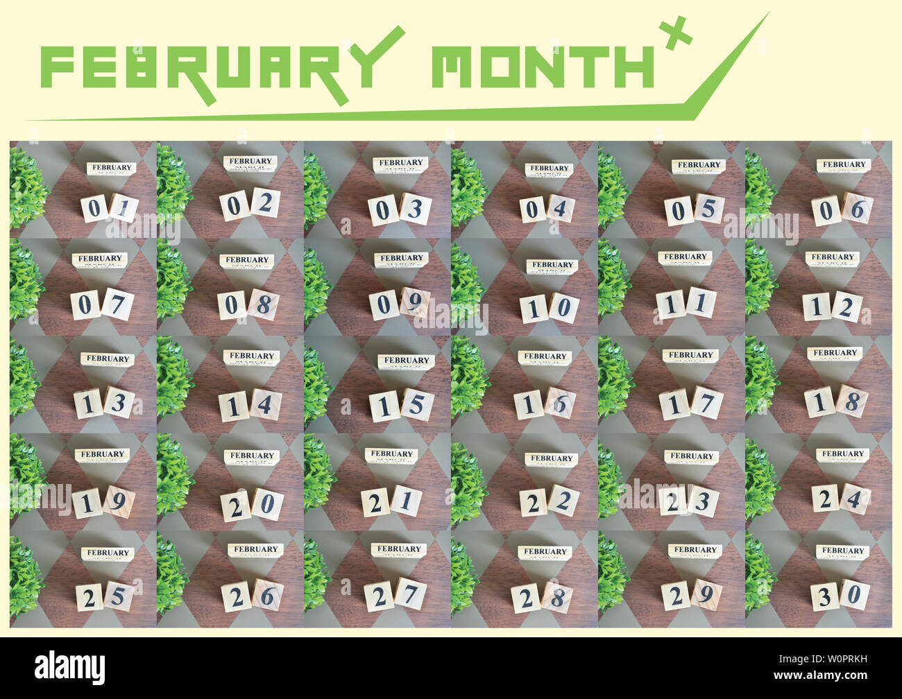February month collection for background, calendar design. Date Stock ...