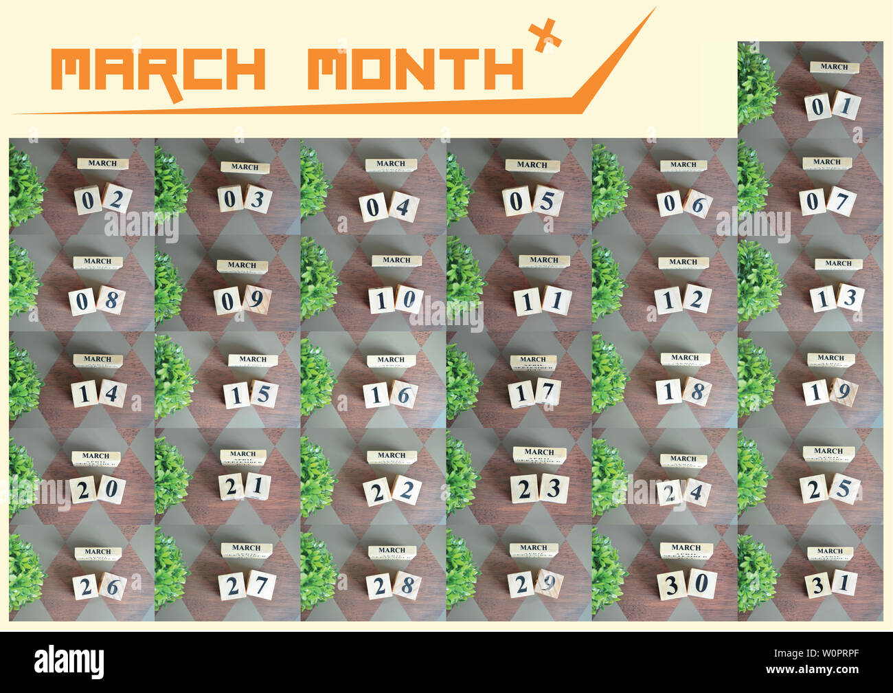 March month collection for background, calendar design. Date Stock ...