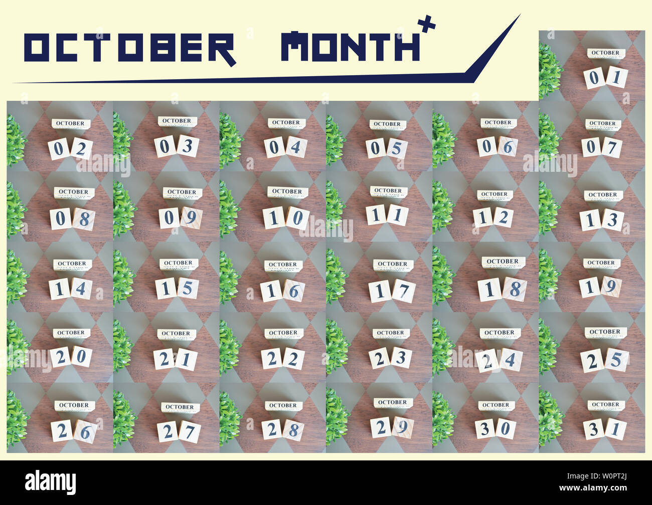 October month collection for background, calendar design. Date Stock ...