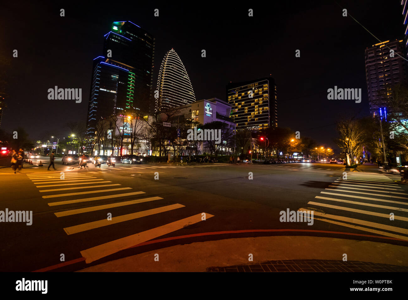 Taichung, Taiwan- 29 Feb 2019: Night market in Taichung City at night ...