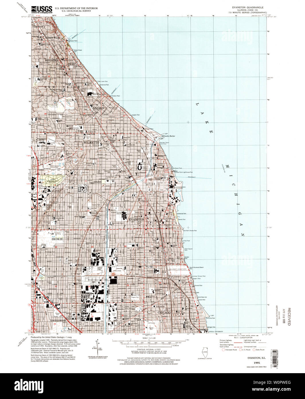 Map of evanston hi-res stock photography and images - Alamy