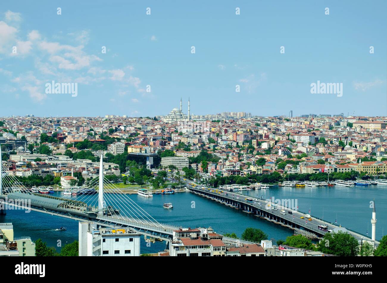 The Golden Horn Watefront Panorama In Istanbul, Turkey Stock Photo - Alamy