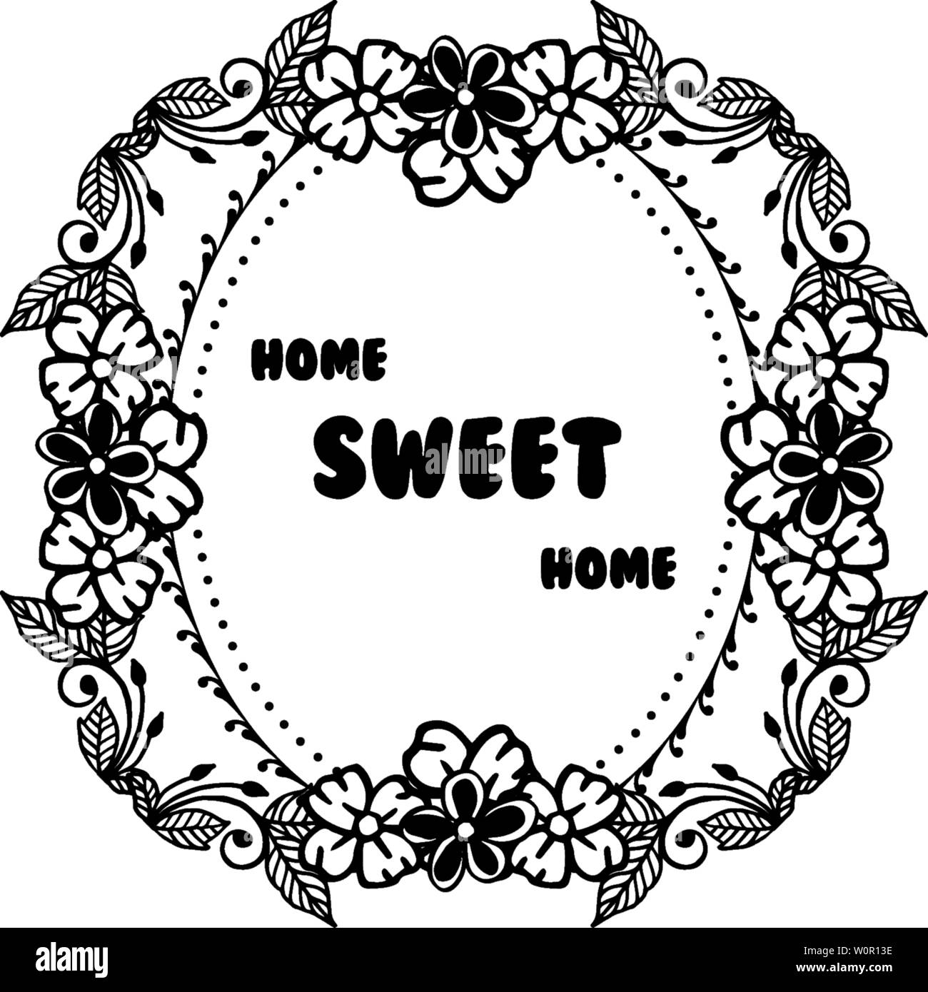 Vector illustration card of home sweet home with various ornament ...