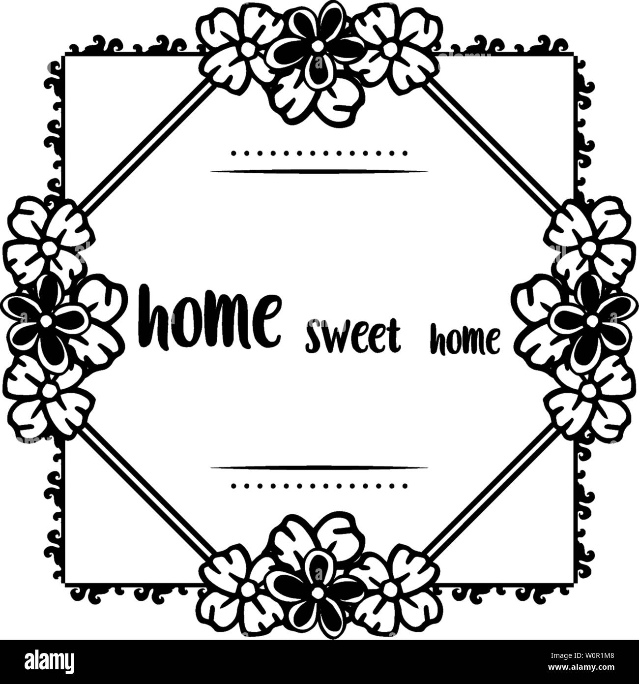 Vector illustration pattern flower frame for writing home sweet home of ...