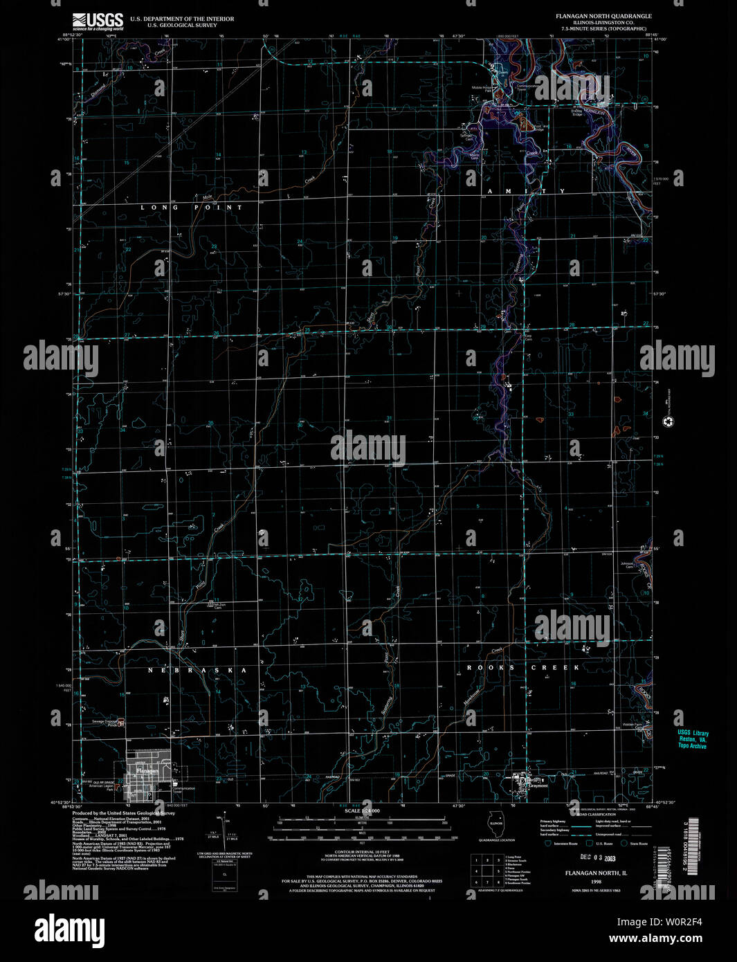 USGS TOPO Map Illinois IL Flanagan North 307592 1998 24000 Inverted ...