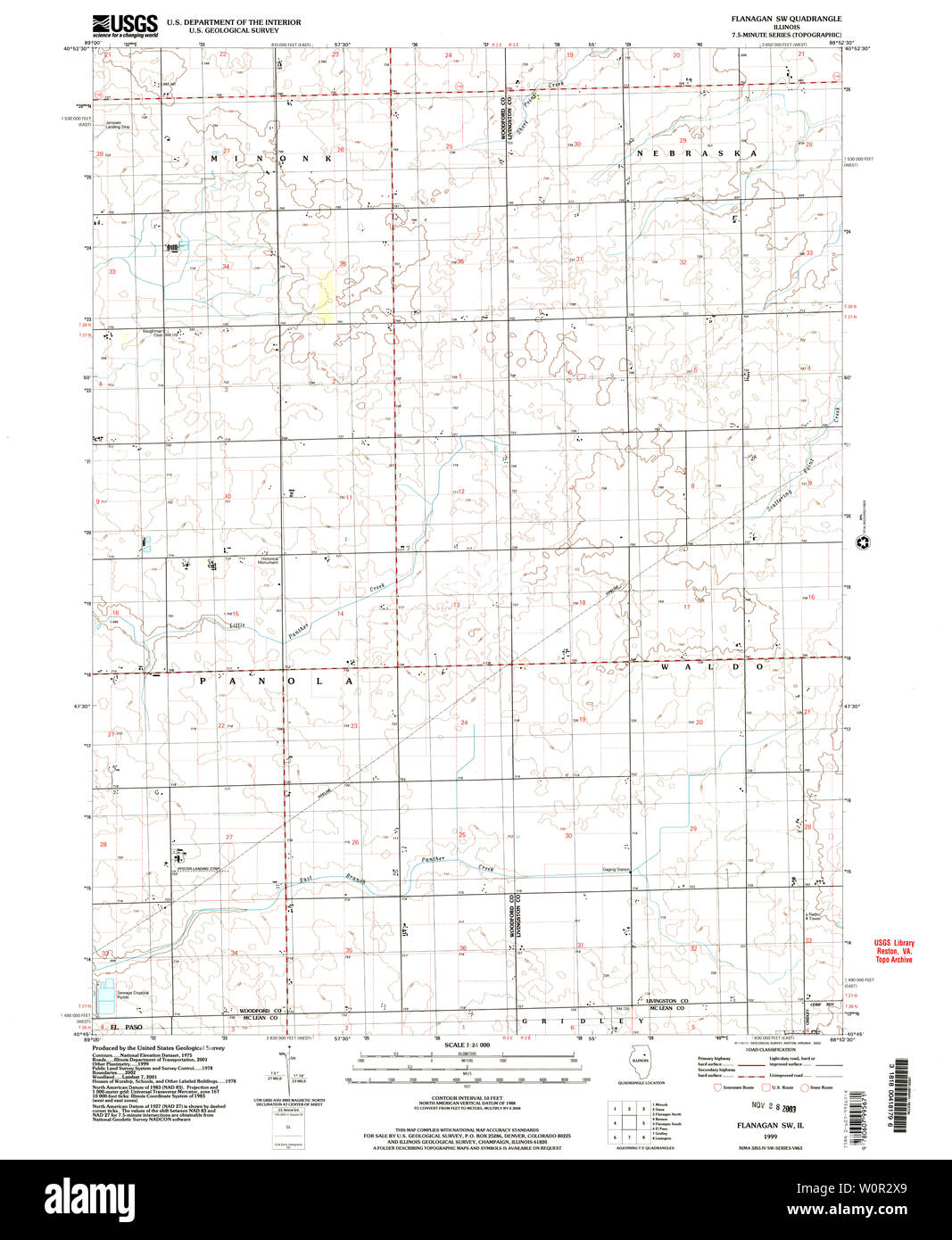 USGS TOPO Map Illinois IL Flanagan SW 307595 1999 24000 Restoration ...