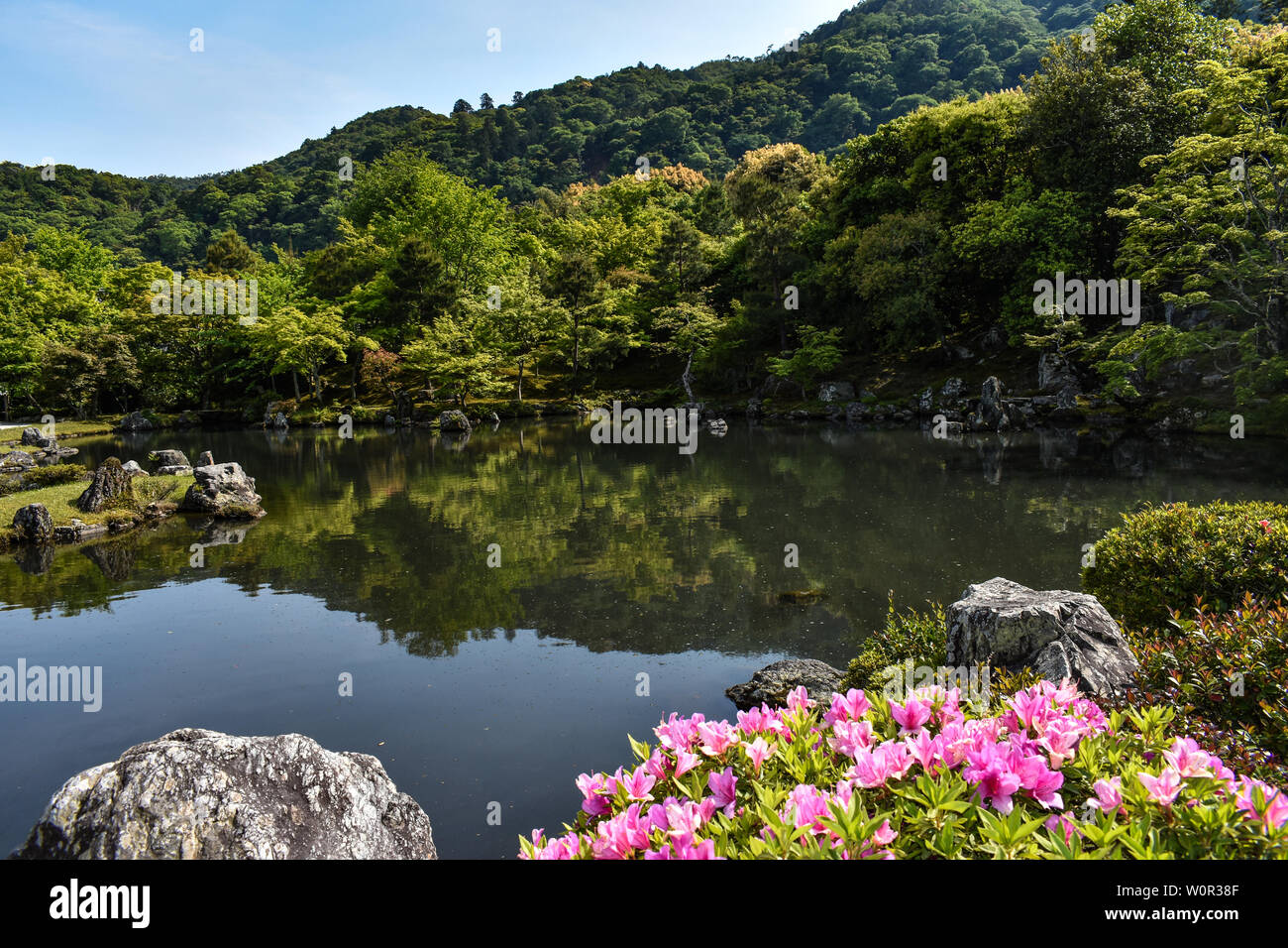 Beautiful lake in Kyoto, Japan at the Fushimi Inari Shrine Stock Photo ...