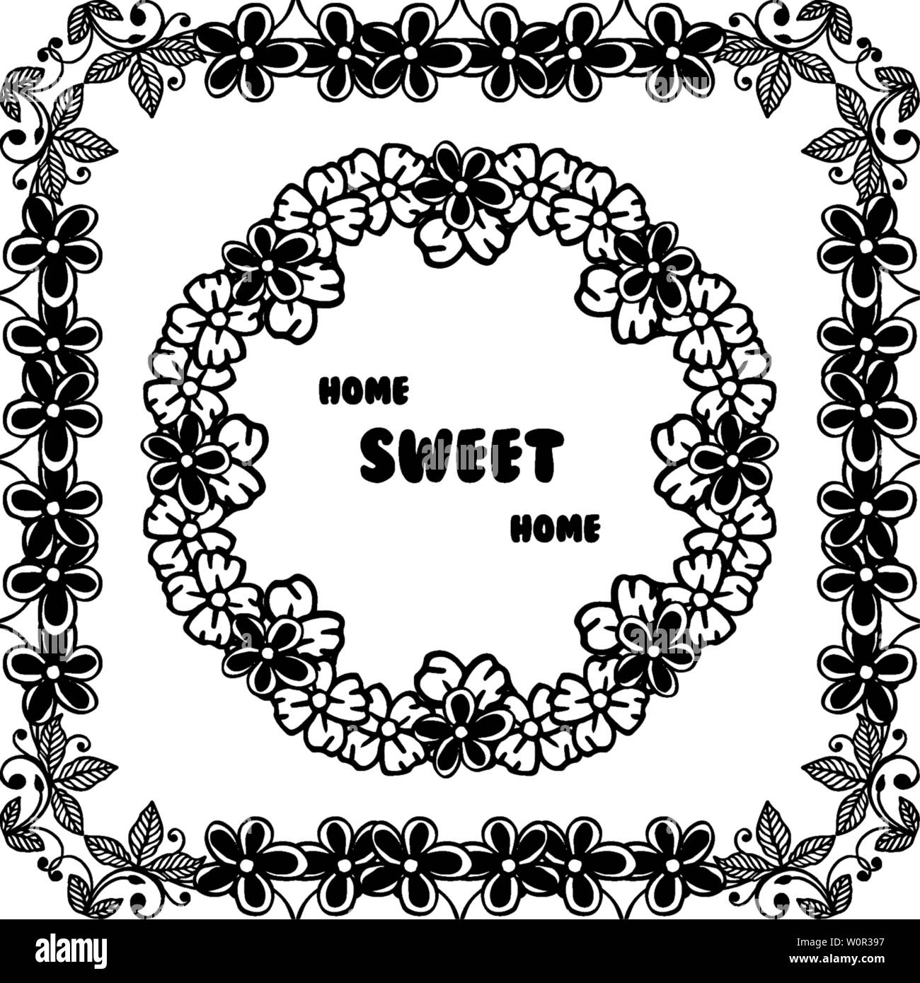 Vector illustration invitation card with decorative flower frame hand ...