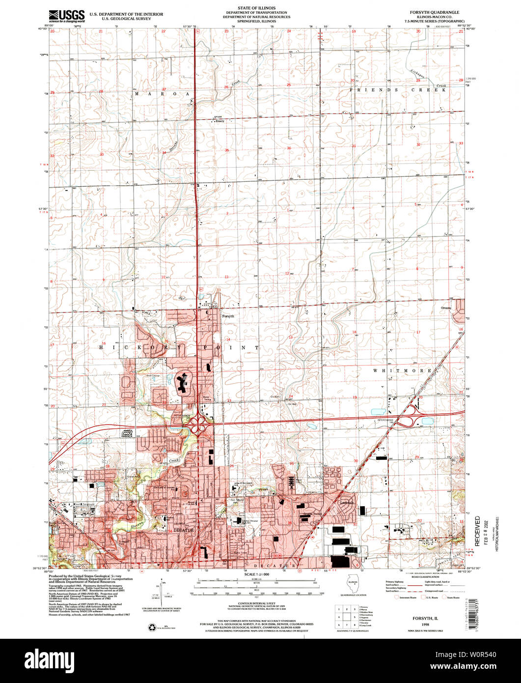 USGS TOPO Map Illinois IL Forsyth 307612 1998 24000 Restoration Stock ...