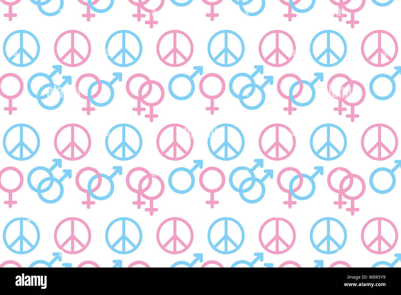 Gender and peace icons as seamless pattern for fabric Stock Photo - Alamy