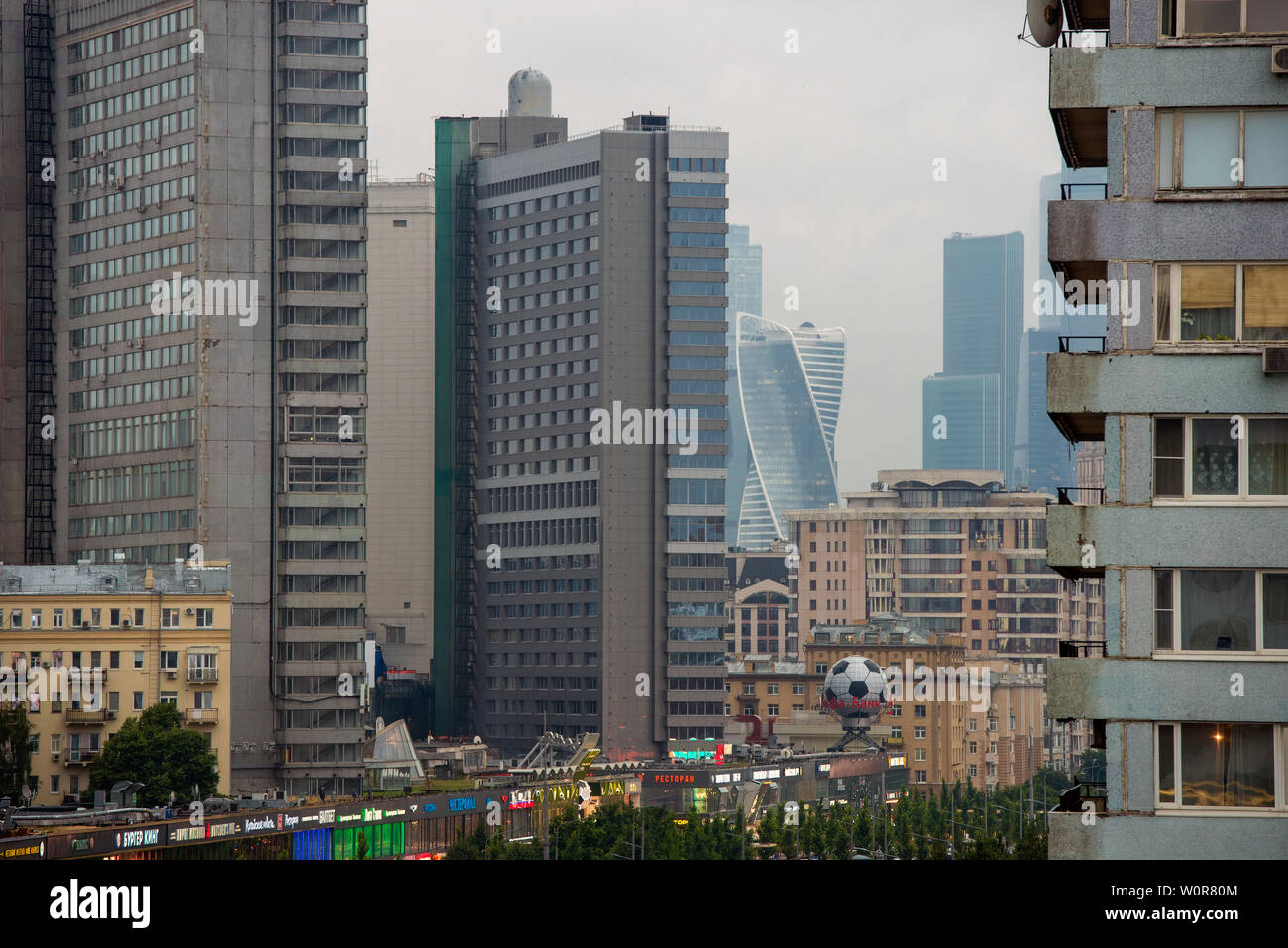Residential area and buildings of New Arbat Street in center of Moscow ...
