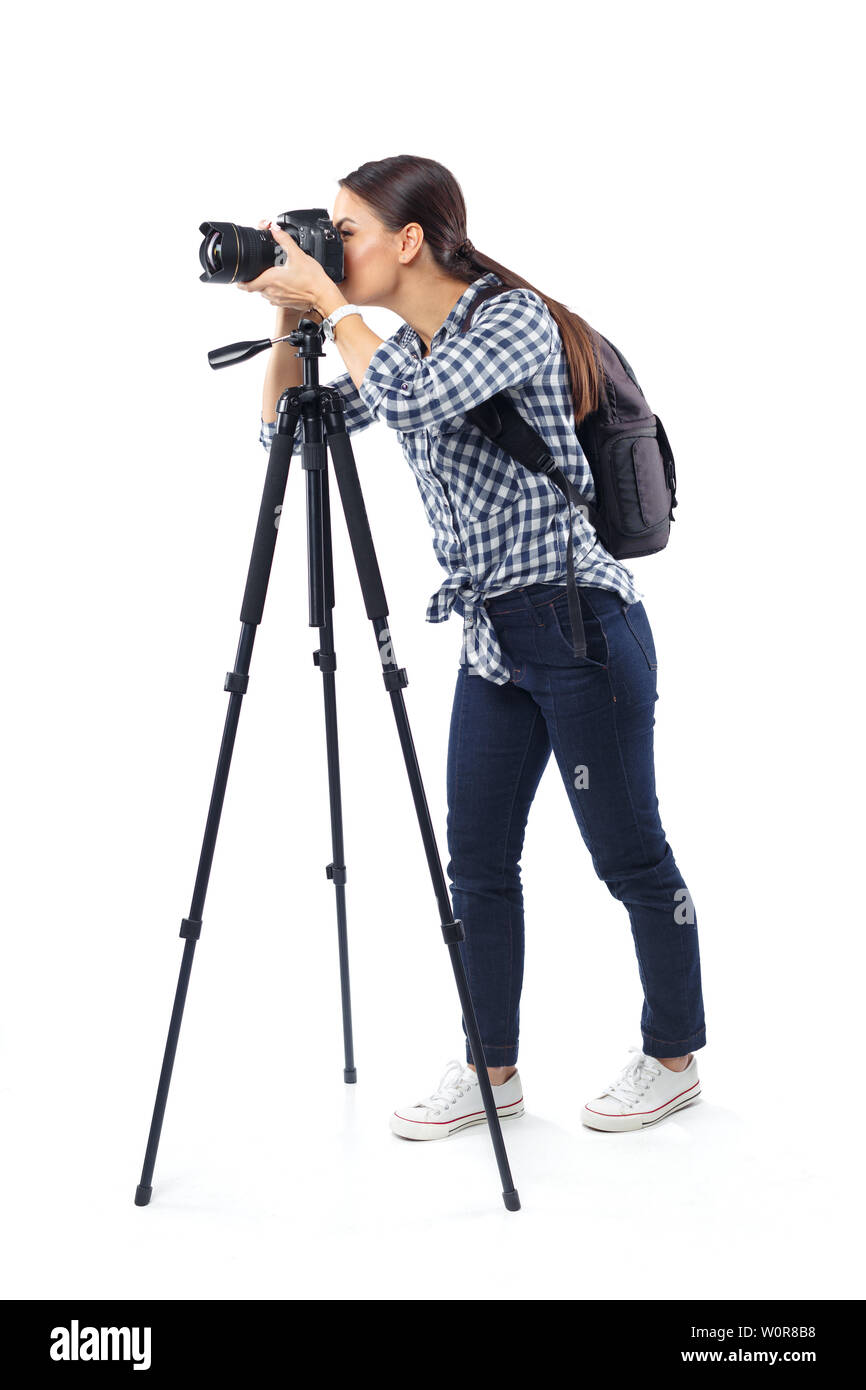 Woman photographer at work Stock Photo - Alamy