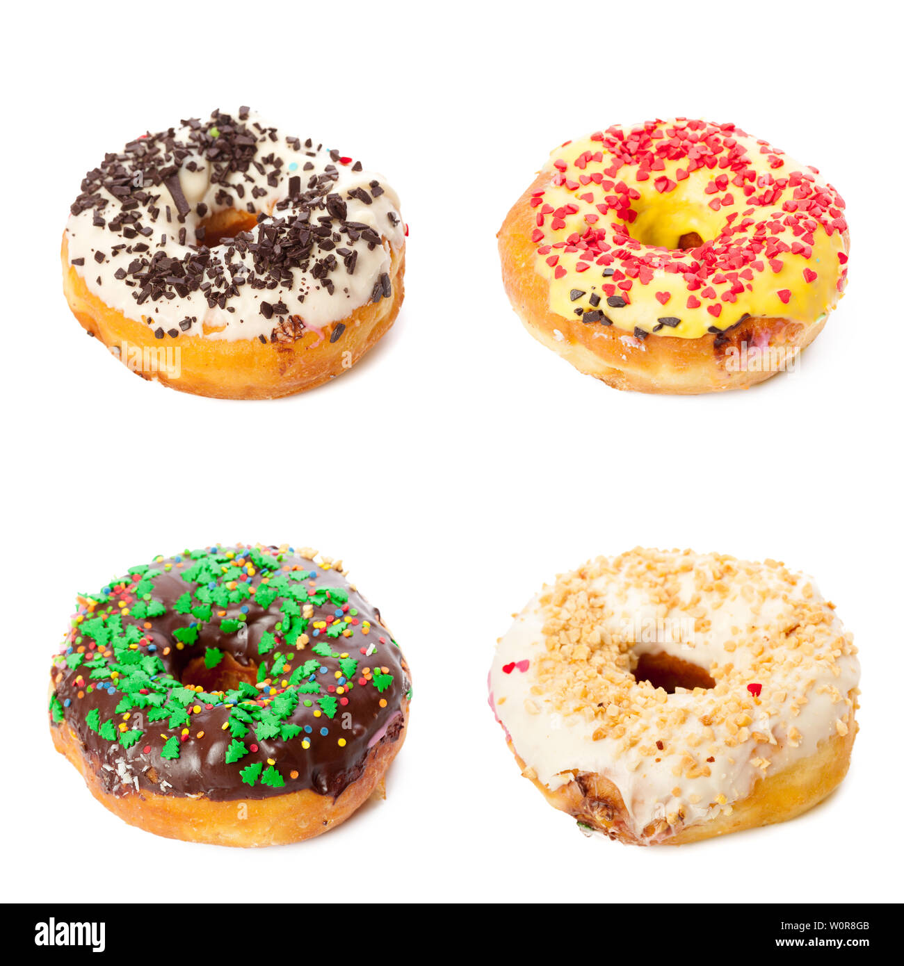Donuts Set Isolated on White Background Stock Photo - Alamy