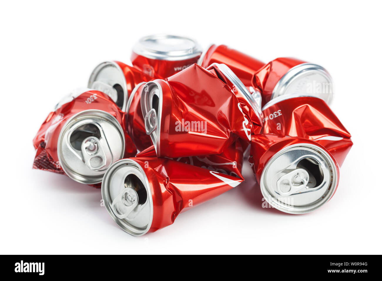 Compressed cans isolated on a white background Stock Photo - Alamy