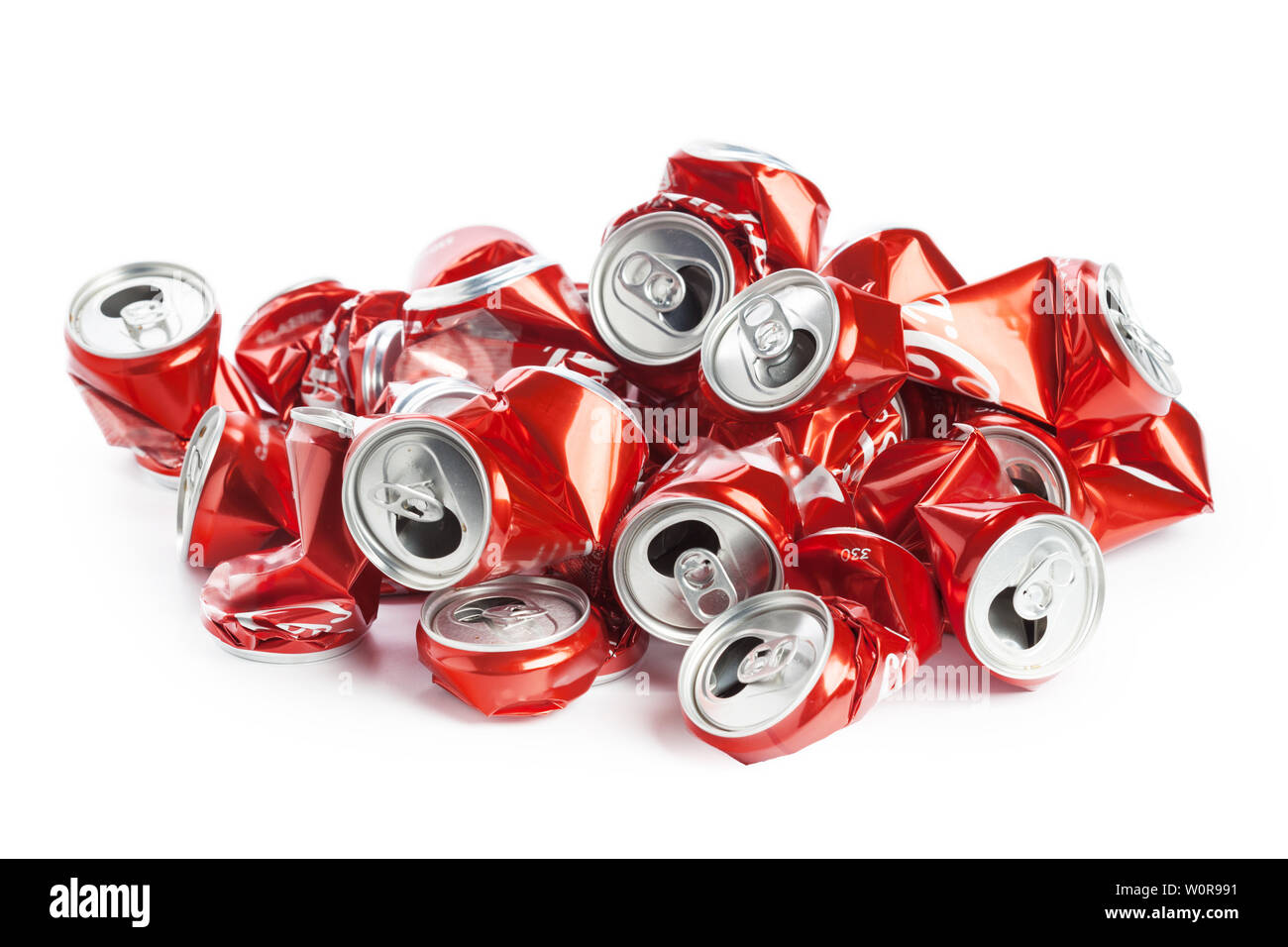 Compressed cans isolated on a white background Stock Photo - Alamy