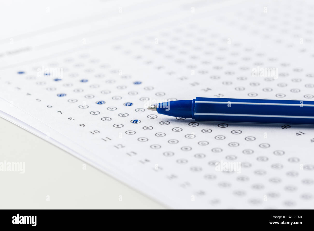 Test score sheet with answers Stock Photo - Alamy
