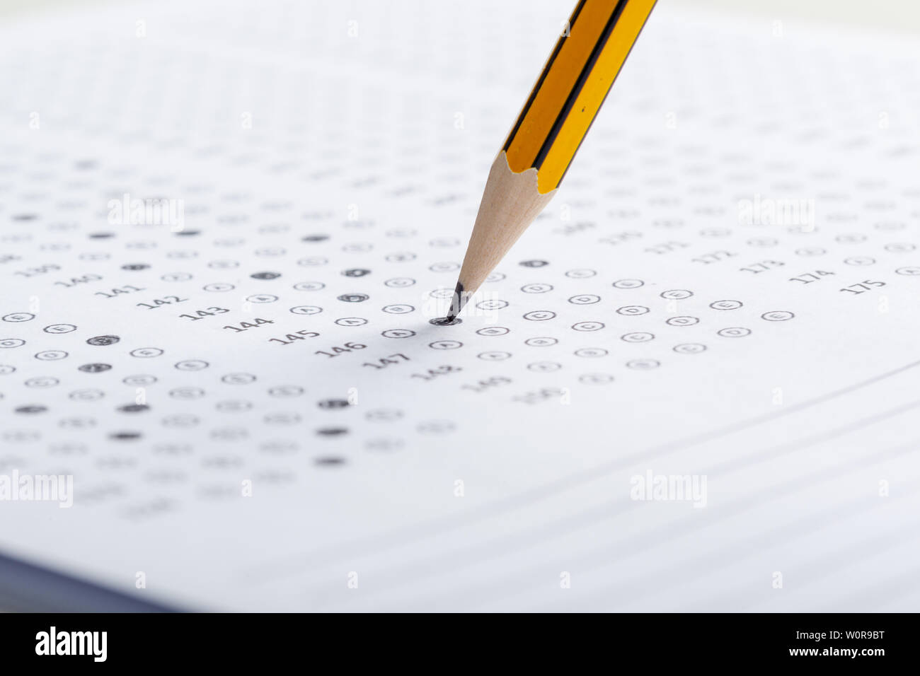 Test score sheet with answers Stock Photo - Alamy